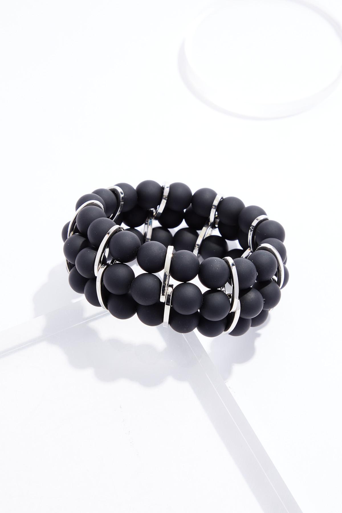 Triple Row Rubber Ball Bracelet Black