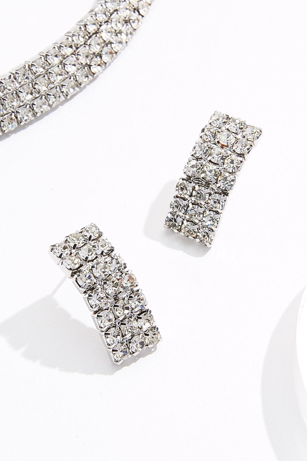Rhinestone Choker Necklace Set Clear